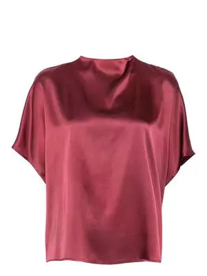 SOLOTRE Satin-finish Rear-zip Top - Red