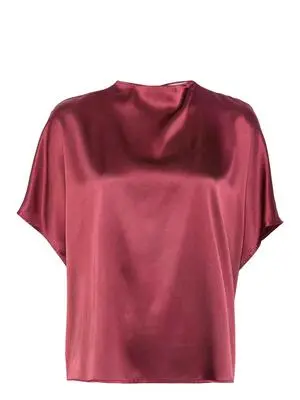SOLOTRE Satin-finish Rear-zip Top - Red