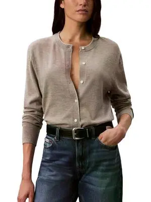 Calvin Klein Contrast-trim Cardigan Neutrals
