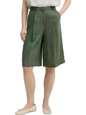 BENETTON Pleated Wide-leg Shorts - Green