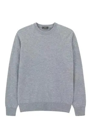 Boggi Milano Crew-neck Jumper In Wool And Cashmere - Grey
