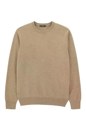 Boggi Milano Crew-neck Jumper In Wool And Cashmere - Neutrals