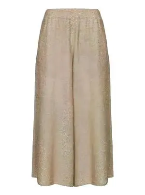 Brunello Cucinelli Metallic-effect Wide-leg Palazzo Pants - Gold