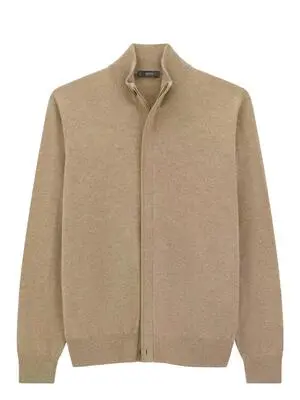 Boggi Milano Roll-neck Jumper Full-zip Wool Cashmere Mélange - Neutrals