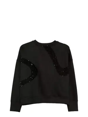Emporio Armani Sequin-embellished Long-sleeve Sweatshirt - Black