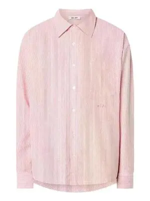 OLAF Vertical-stripe Logo-embroidered Shirt - Red