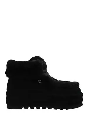 NAKED WOLFE Bambi Shearling-trim Suede Ankle Boots - Black
