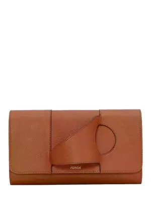 Perrin L'asymetrique Grained Leather Clutch Bag Brown