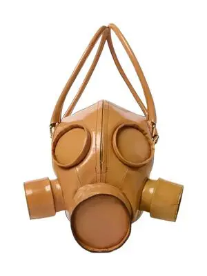 DOUBLET Gas Mask Leather Tote Bag Brown