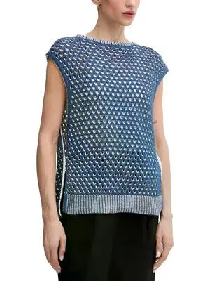 BENETTON Crochet-knit Button-fastening Vest - Blue