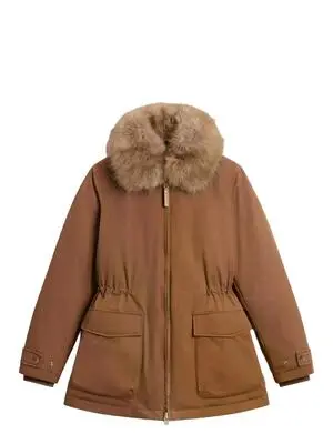 Woolrich Faux-fur Collar Drawstring Coat - Brown