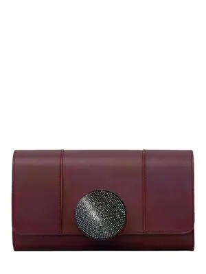 Perrin Le Disque Strass Leather Clutch Bag - Red