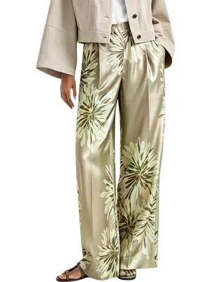 BRUNELLO CUCINELLI Floral-print Silk Trousers