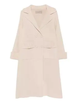 D.EXTERIOR Double-breasted Ribbed-trim Coat