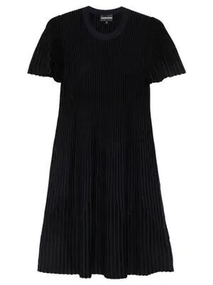 Emporio Armani Striped Midi Dress - Black