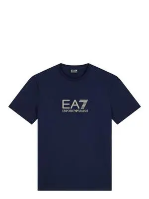 EA7 Logo Cotton T-shirt - Blue