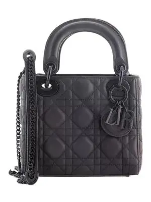 Dior Ultra Matte Lady Chain Bag Cannage Quilt Calfskin Mini Shoulder Bag - Black