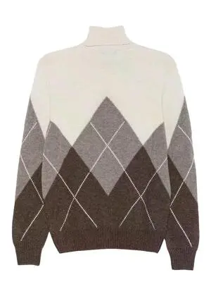 BARBA NAPOLI Argyle-knit Roll-neck Sweater - Neutrals