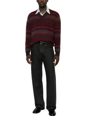 Nn07 Tobias Fair Isle V-neck Sweater - Red