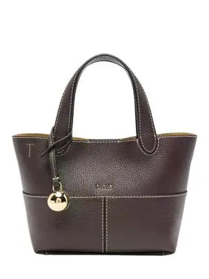 Furla Contrast-stitch Pebbled-leather Mini Tote Bag Brown