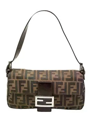 Fendi 2000-2010 Zucca Canvas Baguette Shoulder Bag - Brown