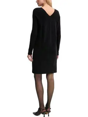 BENETTON Ribbed-knit V-neck Mini Dress - Black