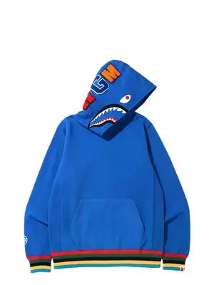 A BATHING APE Shark-print Hoodie - Blue