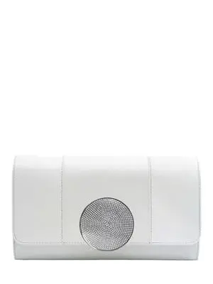 Perrin Le Disque Strass Leather Clutch Bag - White