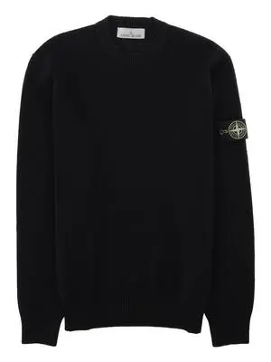 Stone Island Maglia In Lana A Costine - Black