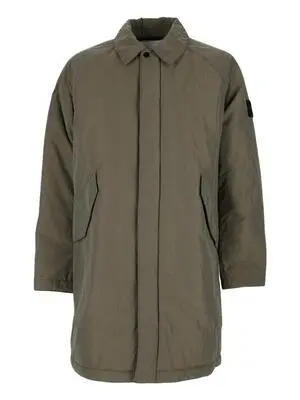 Stone Island Cappotto Lungo In Micro Twill - Gray