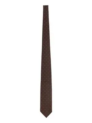 TOM FORD Cravatta In Jacquard Di Seta 8 Cm - Brown