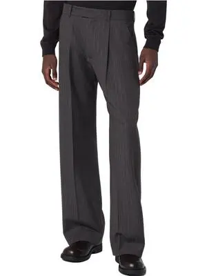 Our Legacy Wool-cotton Striped Casual Trousers - Grey