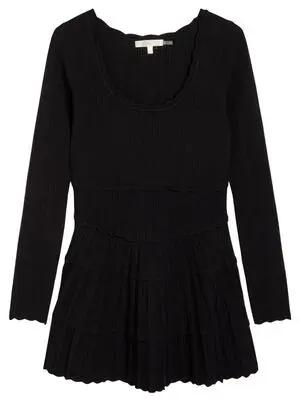 LoveShackFancy Long-sleeve Mini Dress - Black