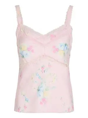 LoveShackFancy Floral Print Tank Top - Pink