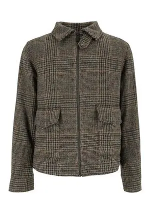 Aspesi Prince Of Wales Check Wool Jacket - Green
