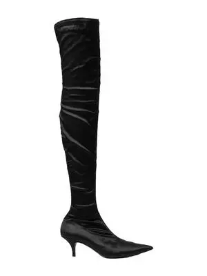 Celine Thigh-high Satin Booty - Black