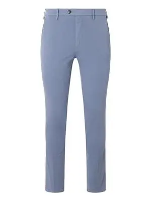 Canali Straight-Leg Stretch-Cotton Twill Trousers Blue