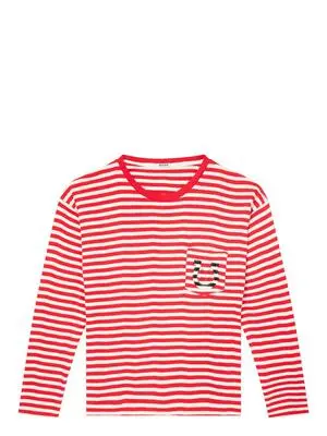 BODE Logo-embroidered Striped Ribbed Cotton-jersey T-shirt - Red