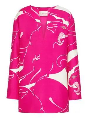 VALENTINO SHORT DRESS IN CREPE COUTURE PANTHER