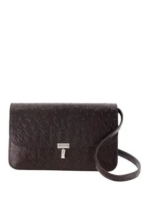 TOTEME T-lock Ostrich-effect Leather Crossbody Bag - Wine Red