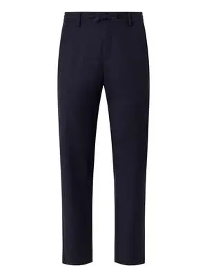 Canali Tapered Stretch-wool Gabardine Trousers - Navy