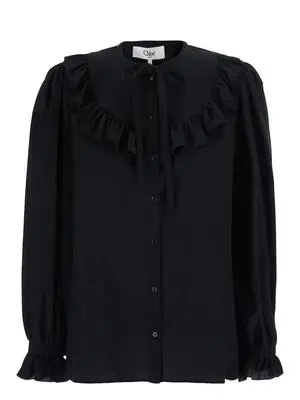 CHLOÉ Chloé Ruffled Tie-Neck Blouse