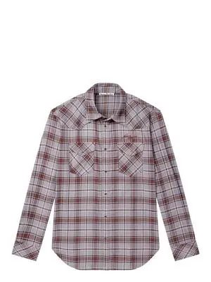 ACNE STUDIOS Logo-Embroidered Checked Flannel Shirt