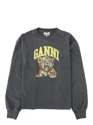 GANNI Felpa Tiger Con Logo - Gray