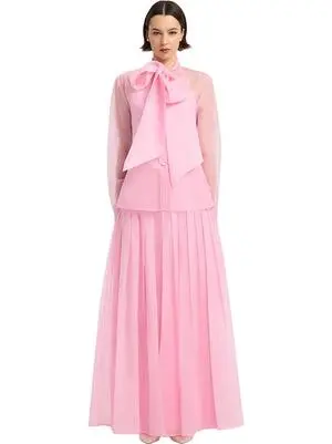 LEO LIN Dressage Silk Organza Tie Blouse Pink