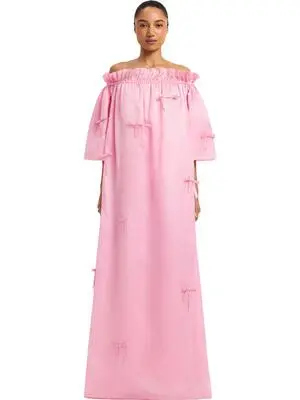 LEO LIN Liana Bow Off Shoulder Maxi Dress - Pink