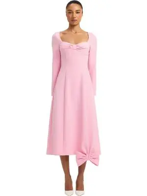 LEO LIN Erika Twist Bodice Bow Midi Dress