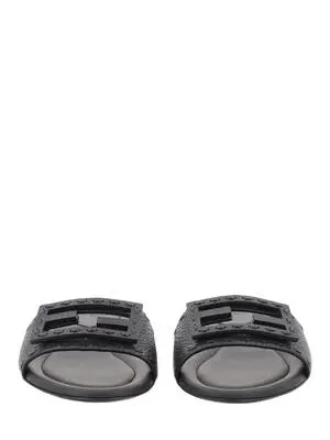 Fendi Slide Baguette In Pelle Nera - Black