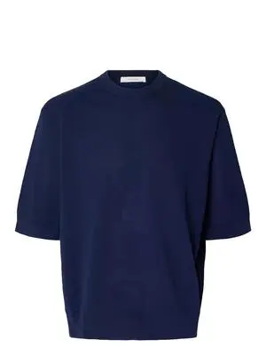 SELECTED Short-sleeve Knitted Top - Blue