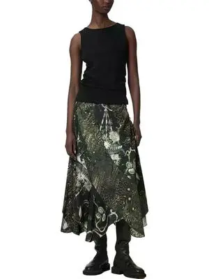 ALLSAINTS Arleen Animal-print Midi Skirt - Black